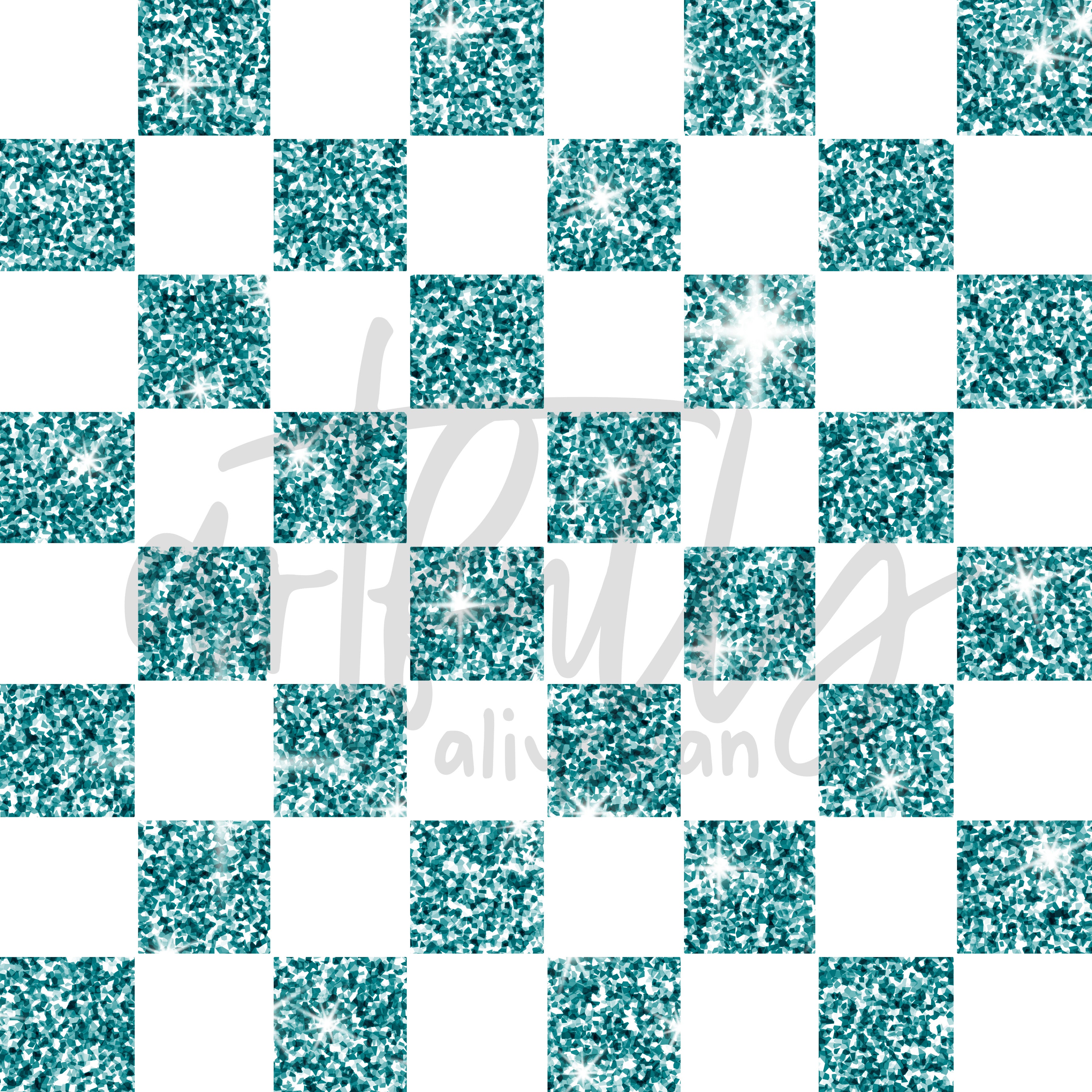 Glitter and Sparkles Checkers - Aqua – Artfully Aliyswan